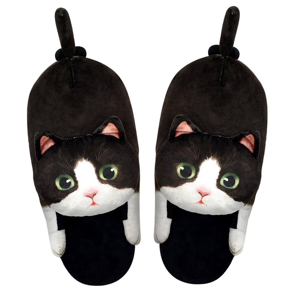 Adult black and white cat slippers – Openhahaha
