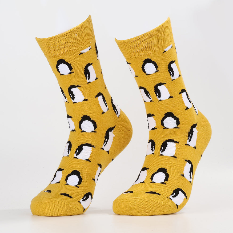 Yellow Penguin Socks | Cute Crew Socks For Women – Openhahaha